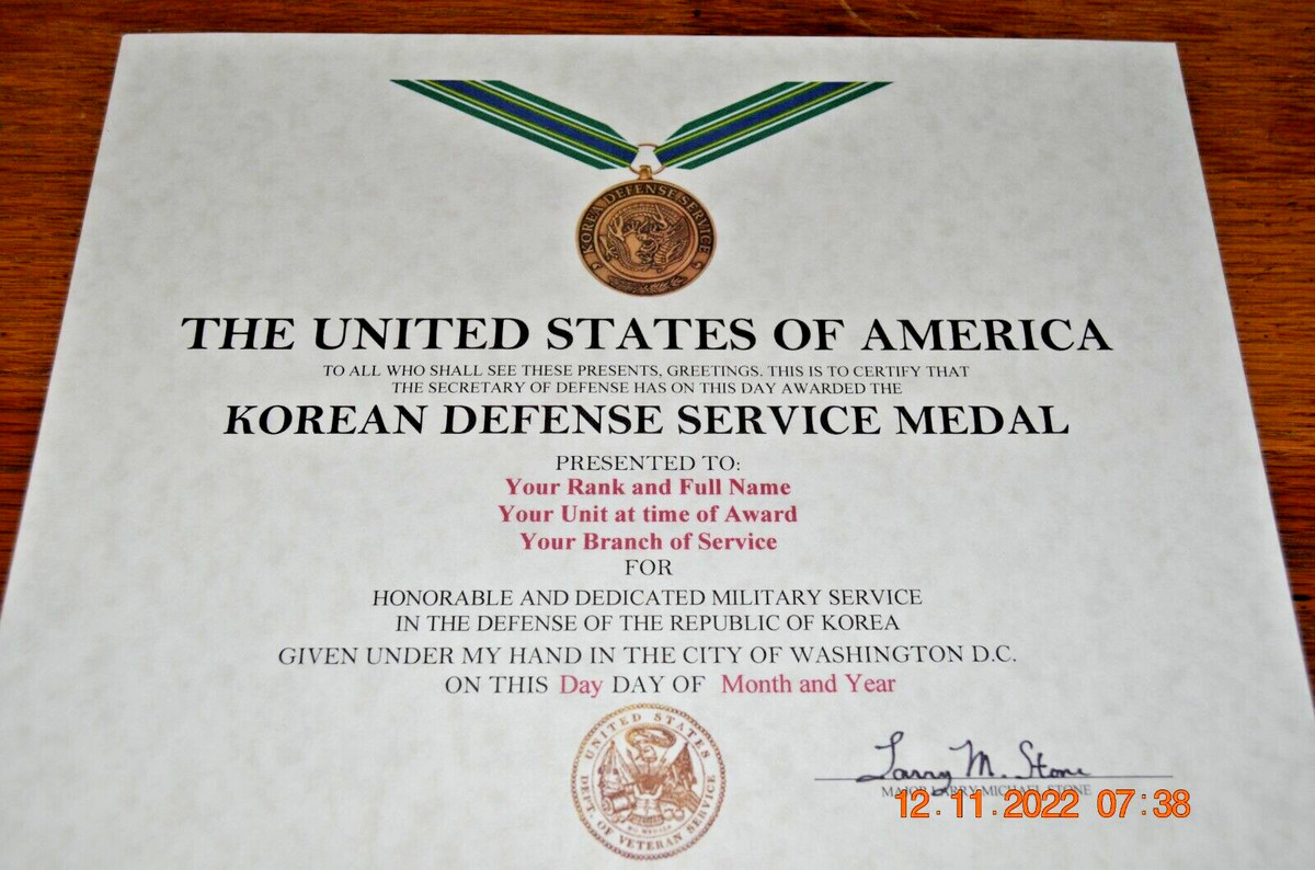 Republic Of Korea Defense Medal