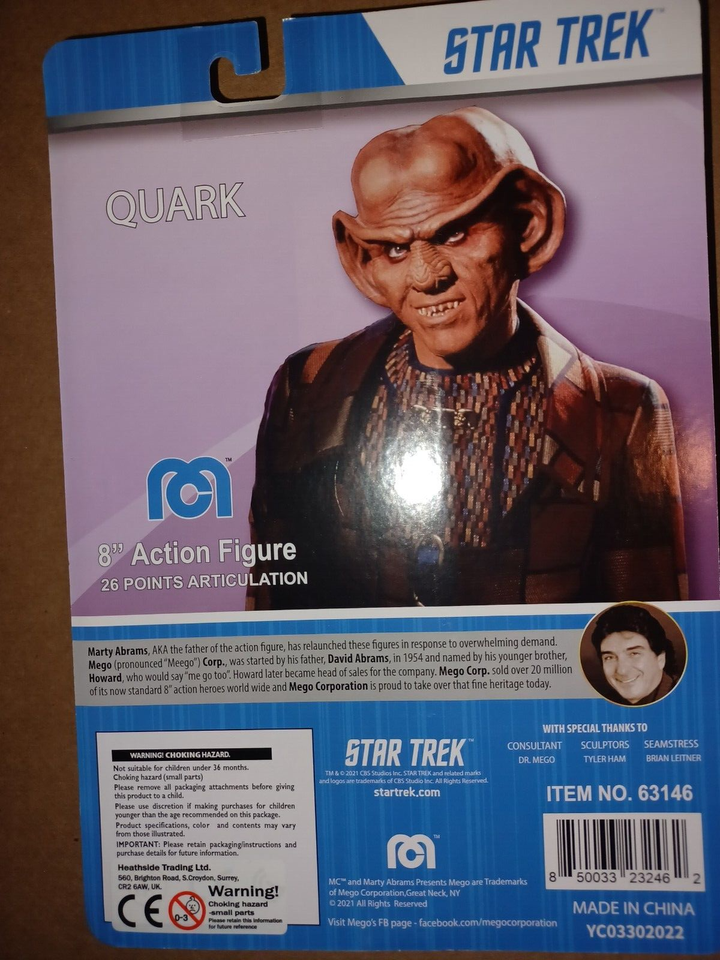 8" Mego Star Trek Deep Space 9 QUARK Collector Action Figure NEW Ltd Ed ...