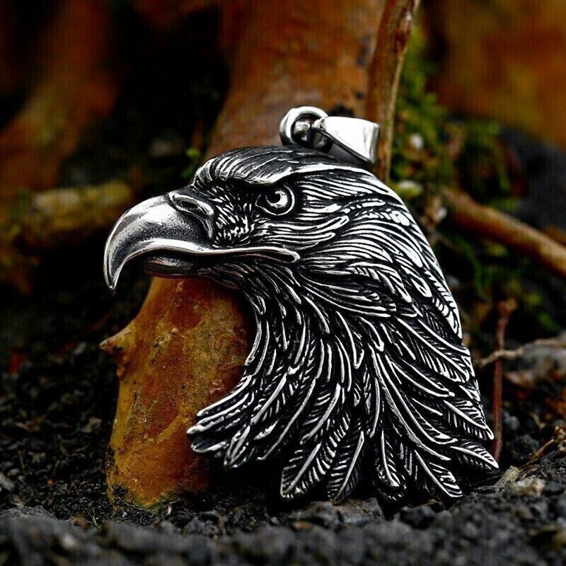 Stainless Steel Gothic Eagle Pendant Vintage Dark Titanium Necklace ...