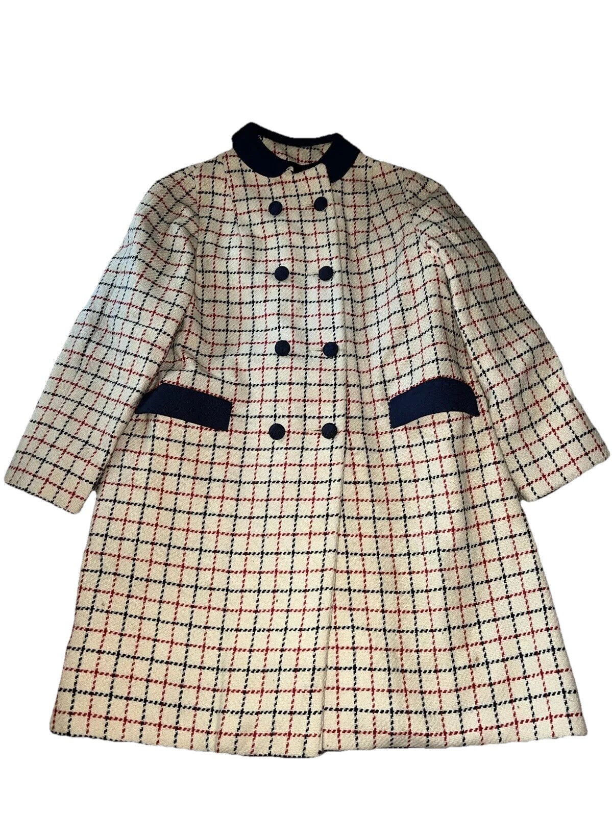 The Myers Co Vintage Girls Wool Plaid Sailor Long Coat , Jacket. Girls ...