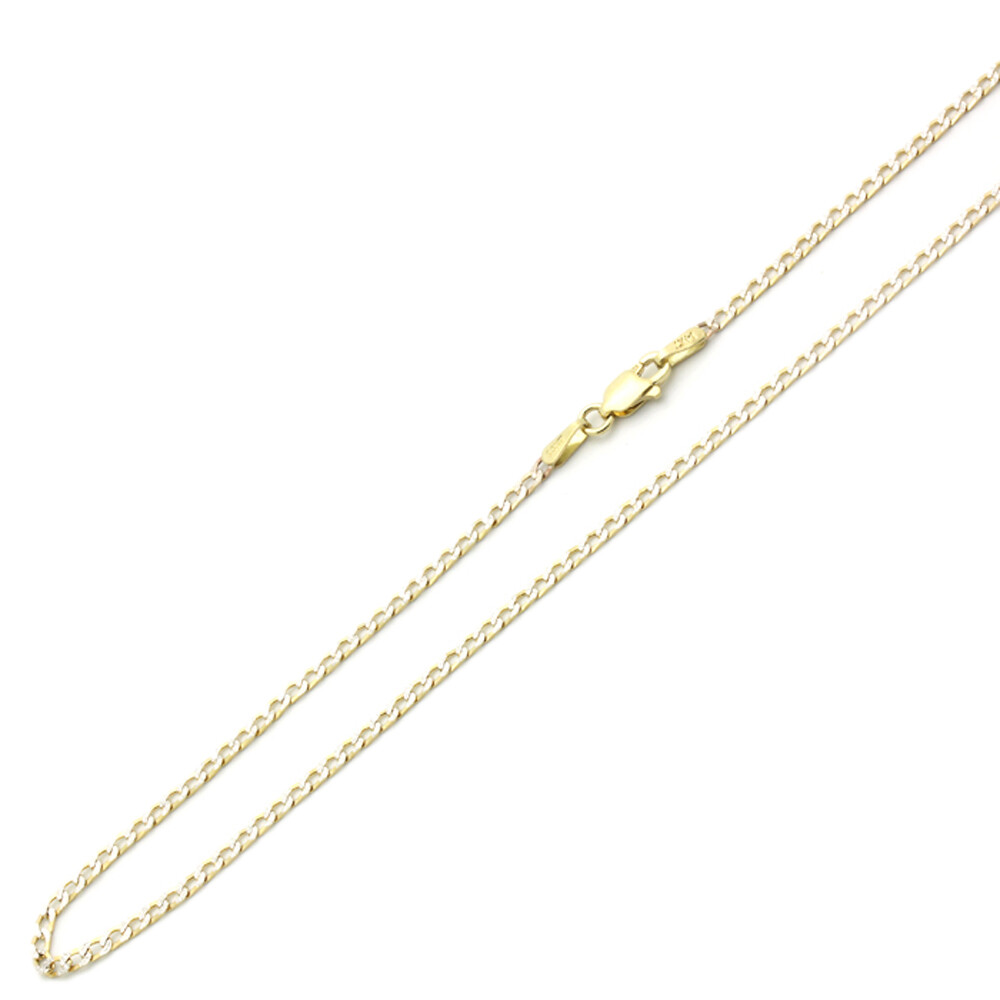 Men Women 14K Yellow Gold Chain 2mm Light curb Chain Necklace | eBay