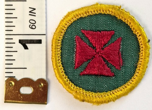 Girl Scout Cadette First Aid Badge, Red Cross, Yellow Edge, Chessecloth ...