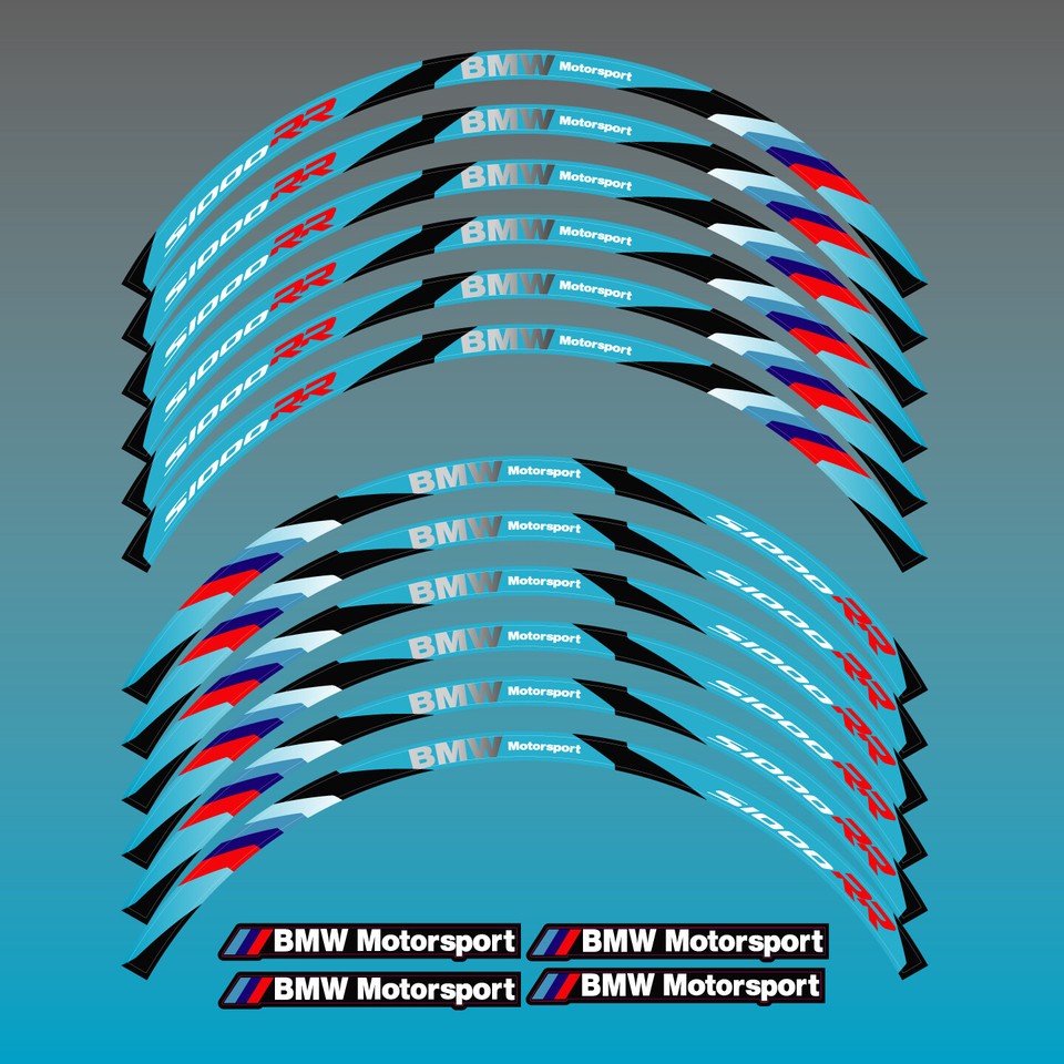 BMW Motorsport S1000 RR Motorcycle Wheel Stickers Stripes HP4 Decal ...