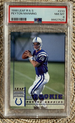 1998 PEYTON MANNING Leaf Rookies & Stars Rookie Rc #233 PSA 8 NM-MINT ...