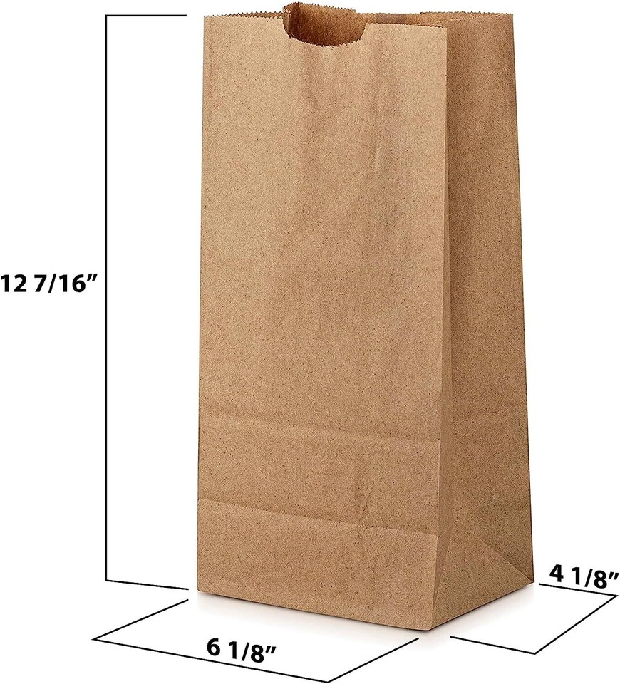 Brown Paper Bags -8 lb Disposable Paper Lunch Bags Sack Bulk Strong ...