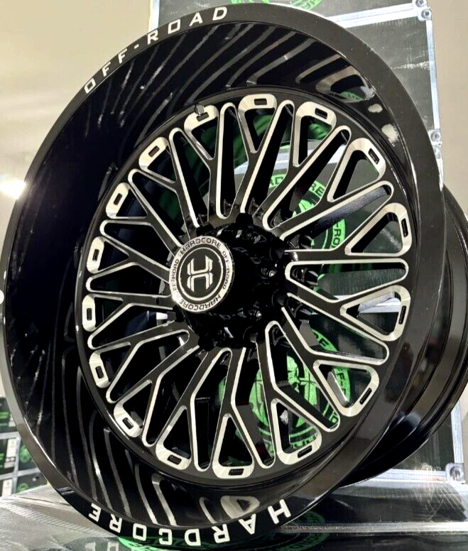 4 NEW 22x12 Hardcore HC103 Wheels -44 Black Milled 8x6.5 8x165.1 RAM ...