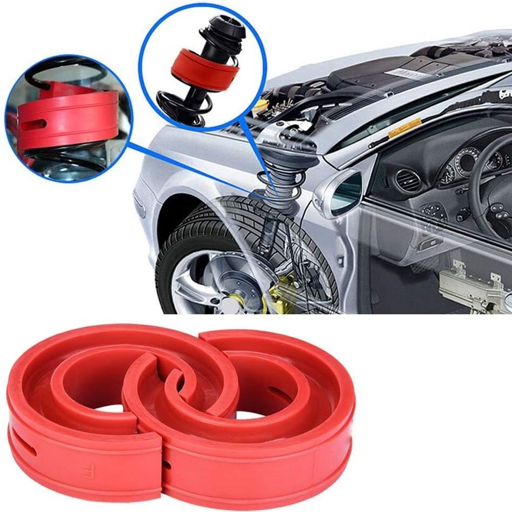 2Pcs Round Car Shock Absorber (F) Red Suspension Buffer Set Auto ...