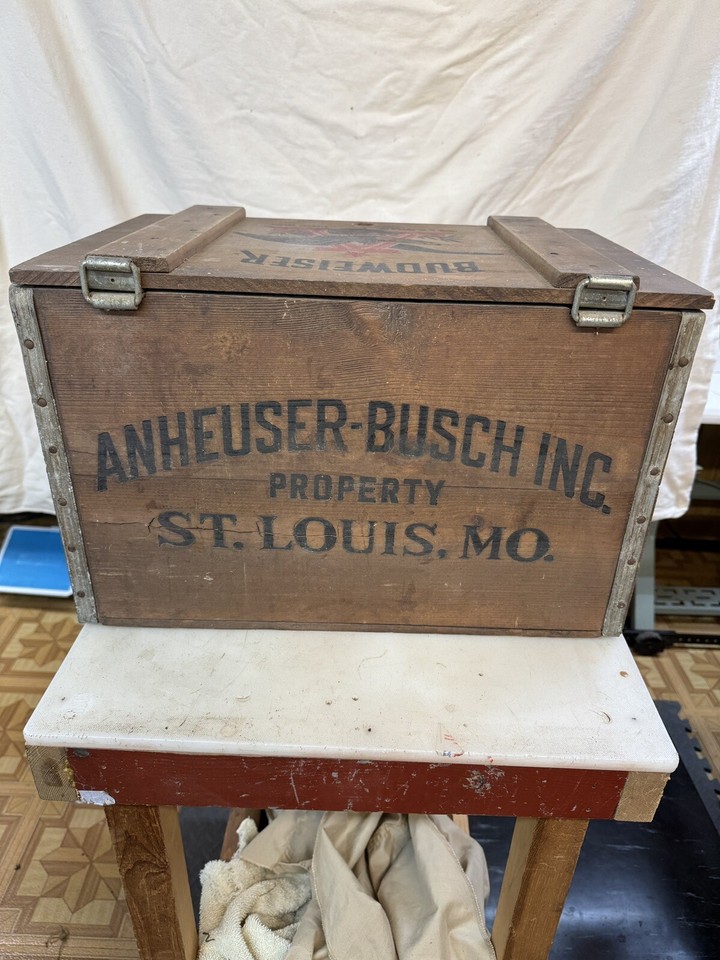 Vintage ORIGINAL 1976 Anheuser Busch Beer Wood Box Antique Budweiser ...
