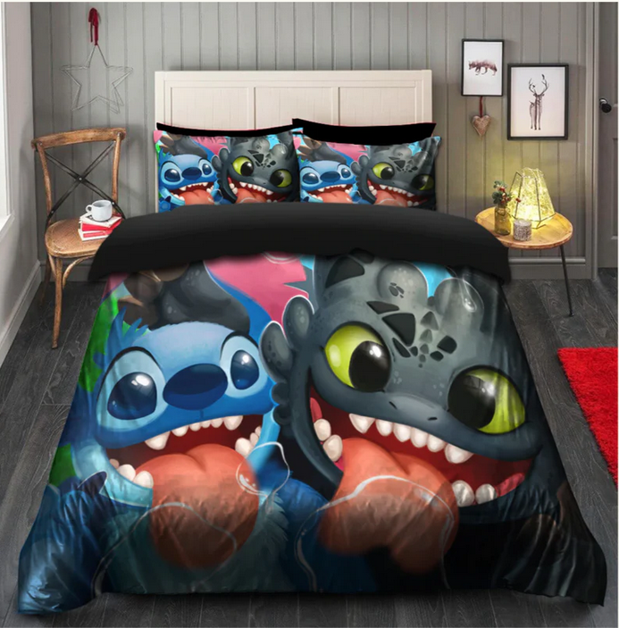 Funny Stitch And Toothless Full Bedding Duvet Covers Set (4pcs) | eBay