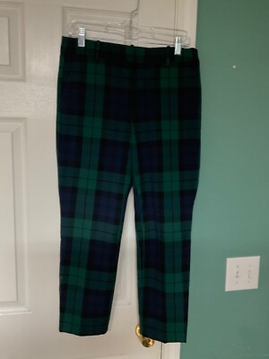 Women’s J Crew Ruby Crop Green & Navy Pants Size 10P (CON84) | eBay