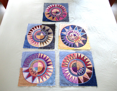 % Vintage Machine Pieced & Embroidered RADIANT SUN Quilt Blocks | eBay