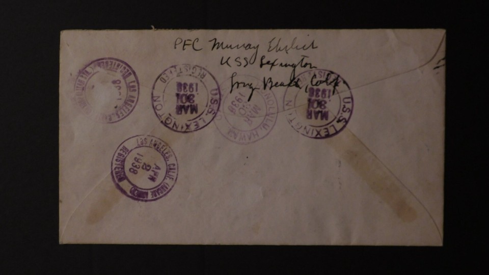 1936 USS Lexington Aircraft Carrier USA Navy Cover Crosby Cachet to Los ...