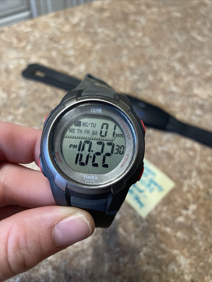 Timex 1440 Sports 842-T5K082 Indiglo, Chrono, Day, Date, Timer, Dual ...