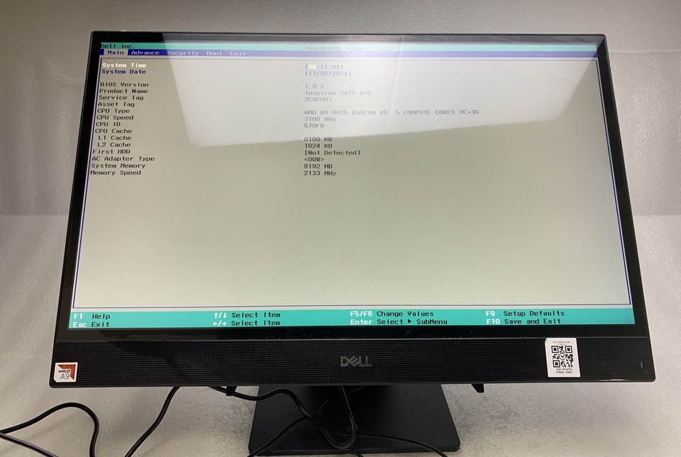 Dell Inspiron 3475 AIO 24" A9-9425 RADEON R5 3.1GHz 8GB RAM NO HDD NO ...