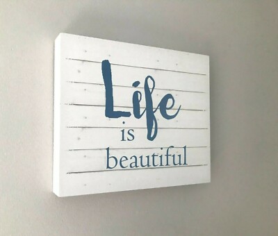 "Life is beautiful" - Wooden Farmhouse Sign 12”x10” *Great Housewarming ...