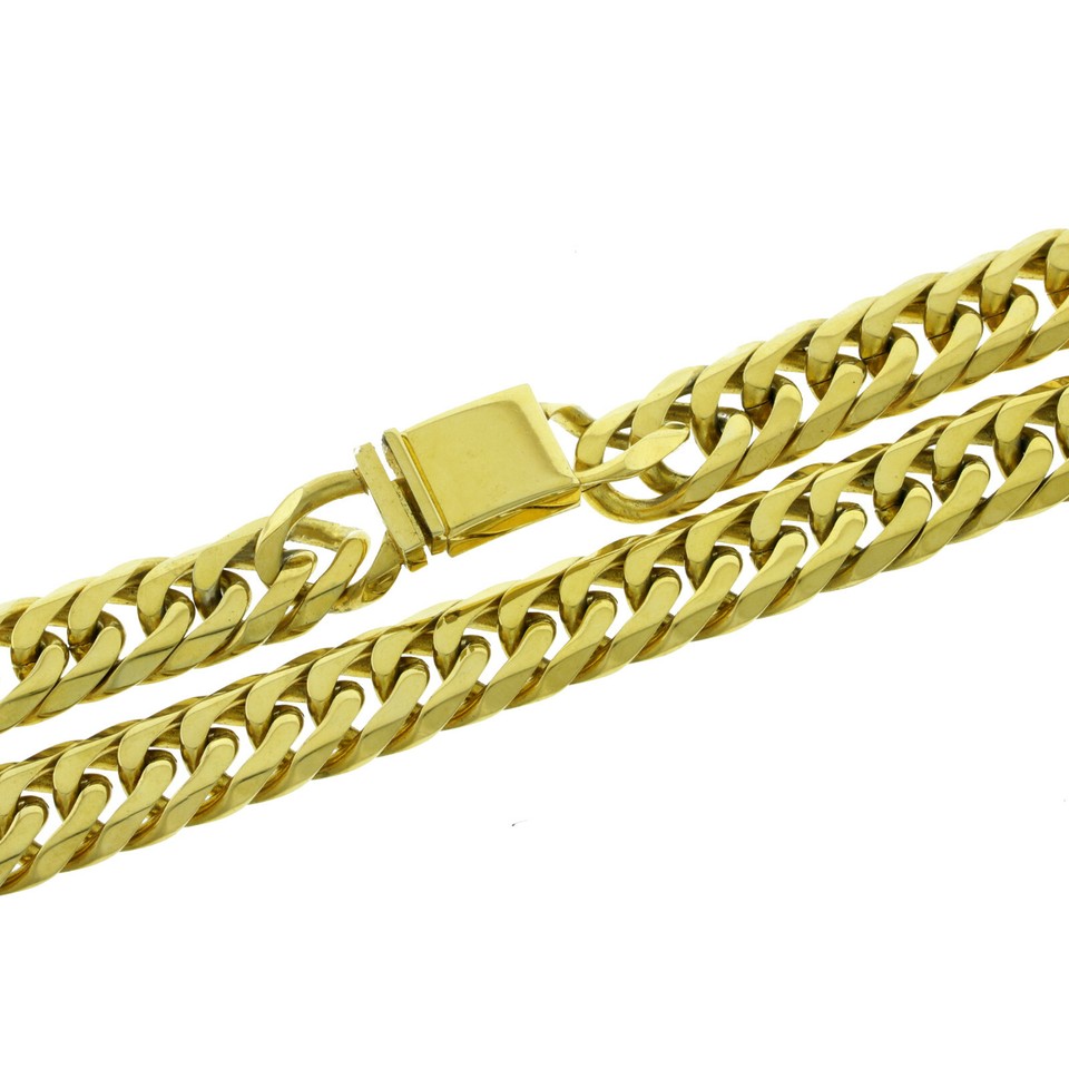 Men's Tight Miami Cuban Link Sollid 16MM 18K Gold Plated Choker Chain ...