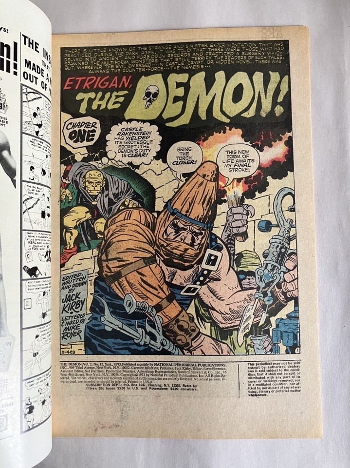 The Demon #12 / DC 1973 / ETRIGAN vs Baron Von Evilstein / Jack Kirby ...