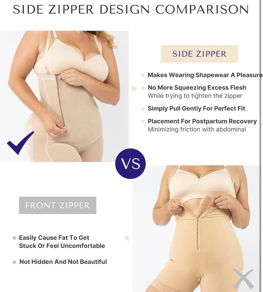 SHAPELLX Tummy Control Shapewear Faja with Side Zipper & Butt Lift ...