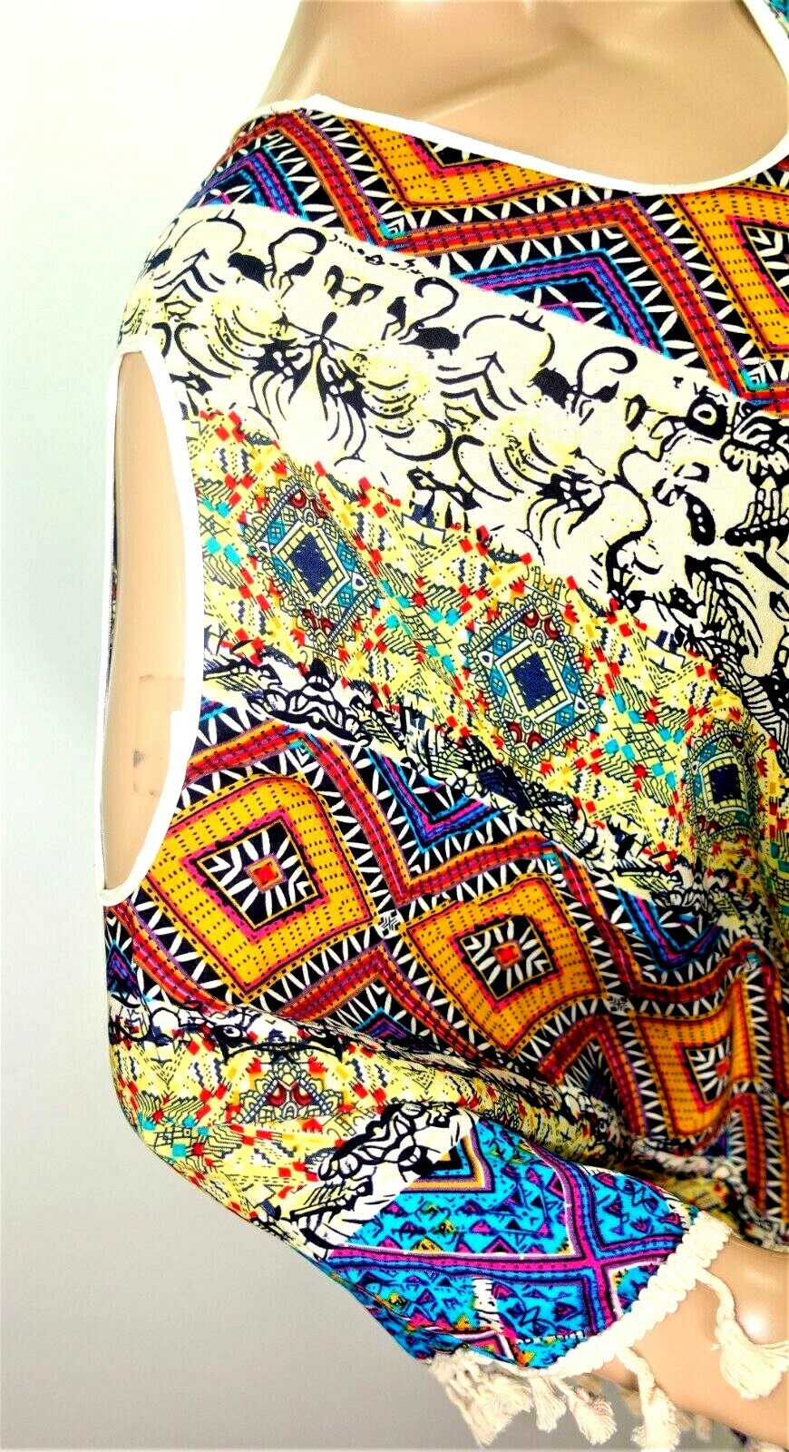 Women's Free One Size Boho Tunic Top Blouse Shirt Cover Up Poncho ...