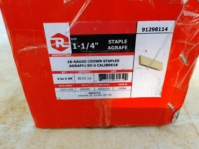Richelieu Reliable Crown Staple 1-1/4" 18 GA 91298114 6 boxes of 5000 Pcs (G2AA | eBay