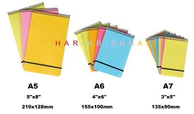 Note Pad A5 A6 A7 Spiral Multi-coloured Neon Ruled Notebook - Chiltern ...