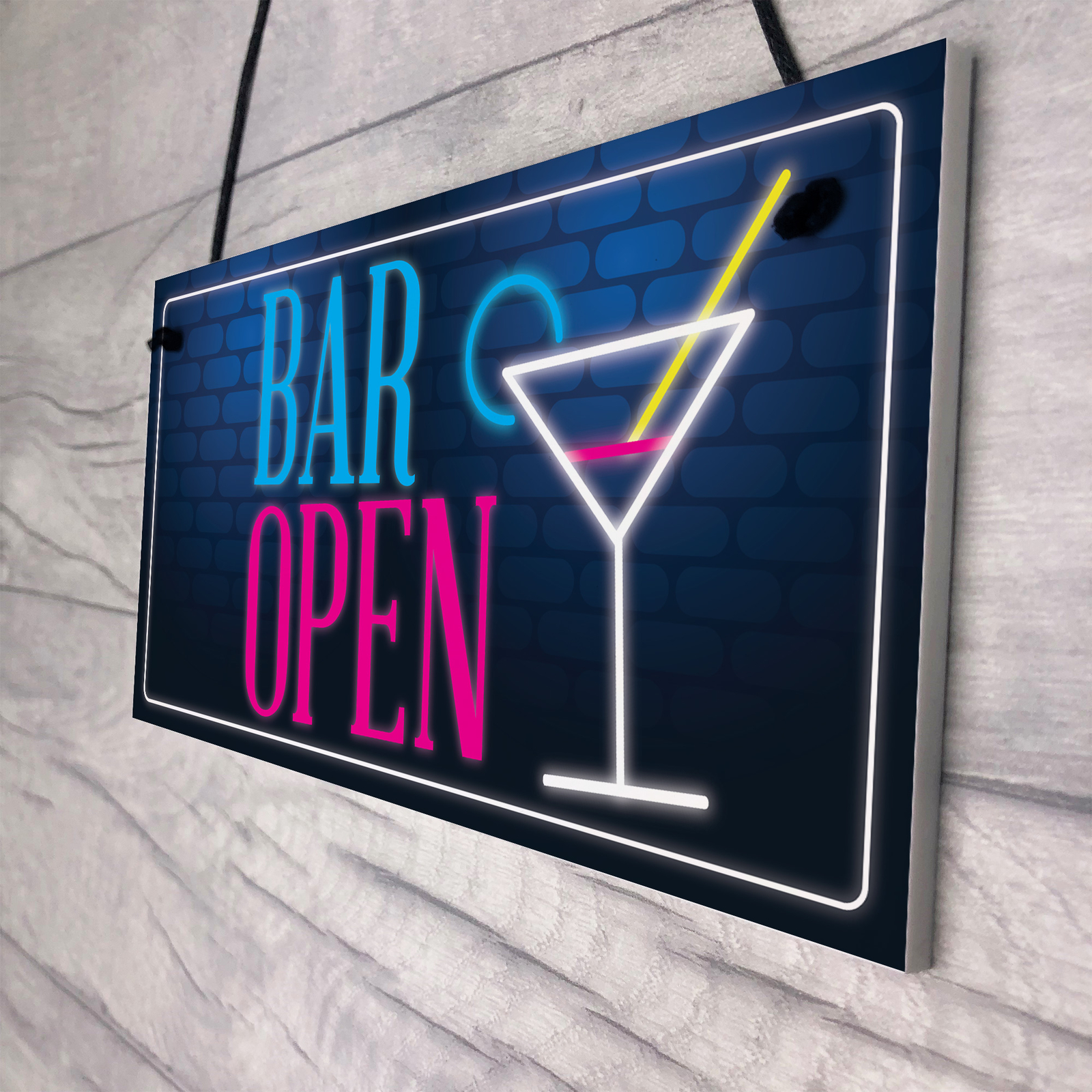 Bar Open Sign NEON EFFECT Home Bar Man Cave Pub Club Window Plaque ...