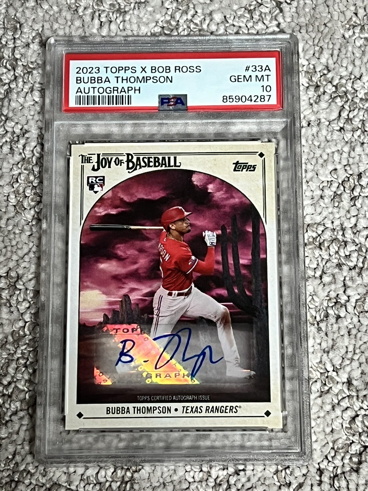PSA 10 BASEBALL CARD 2023 TOPPS X BOB ROSS BUBBA THOMPSON AUTOGRAPH POP ...