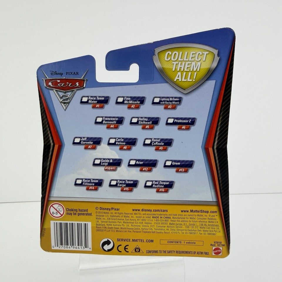 Disney Pixar Cars 2 Rod Torque Redline #16 Die Cast Mattel NEW SEALED ...