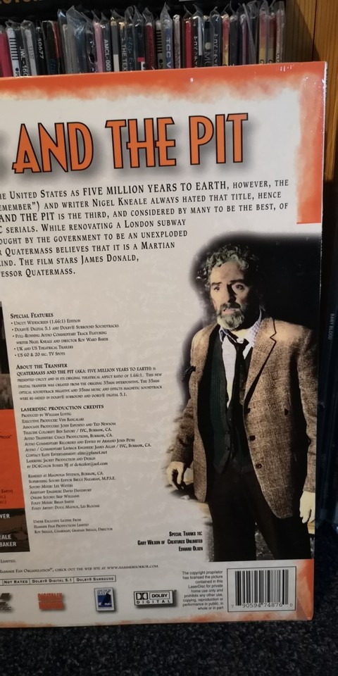 Quatermass And The Pit NTSC LASERDISC Elite Entertainment Hammer Horror ...