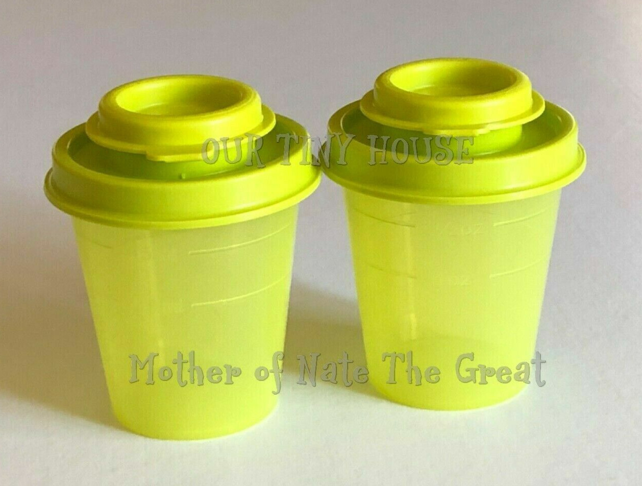 TUPPERWARE Salt and Pepper Shakers Spice Small Midgets Mini Chartreuse ...