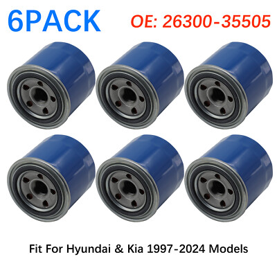 6PACK Engine Oil Filters for Hyundai Kia 2630035505 2630035503 ...