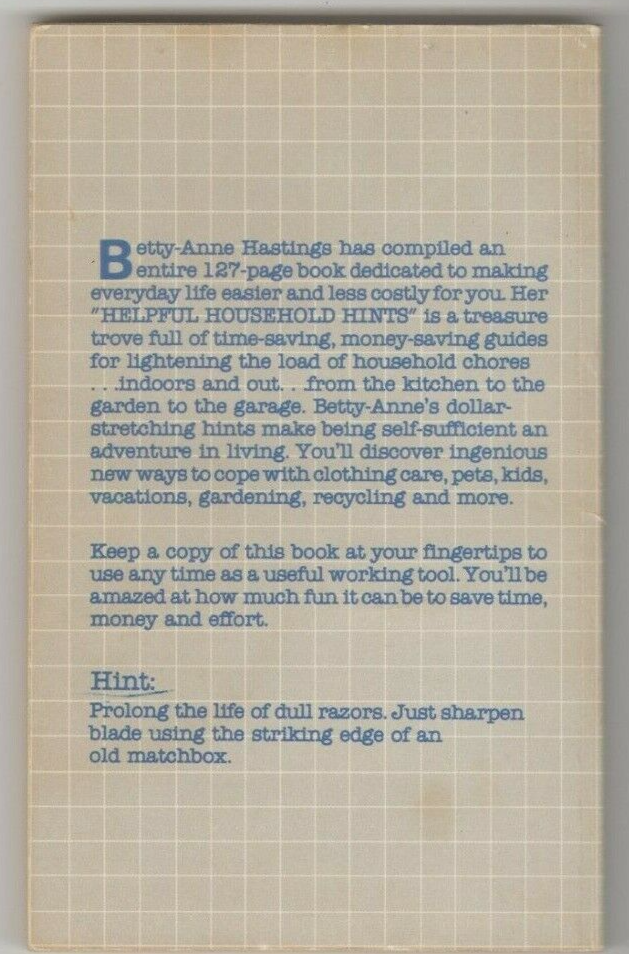 Helpful Household Hints Volume 1 By Betty Anne Hastings | eBay