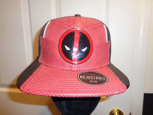Marvel Deadpool Unisex Red and Black Faux Leather Adjustable Snapback ...