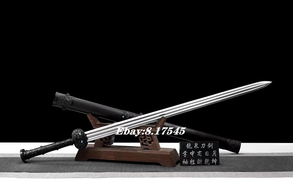 Metal Handle Black Battle Jian 1095Carbon Steel Han Tang Saber Chinese ...