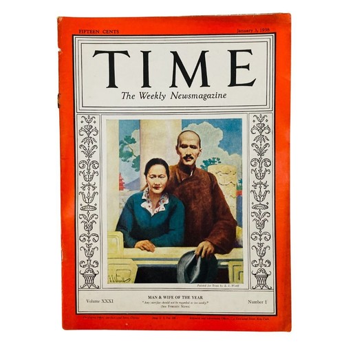 VTG Time Magazine January 3 1938 Vol 31 No. 1 Chiang Kai-shek & Soong ...