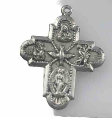 Vintage Catholic 5 Way Cross Silver Tone Religious Medal | eBay