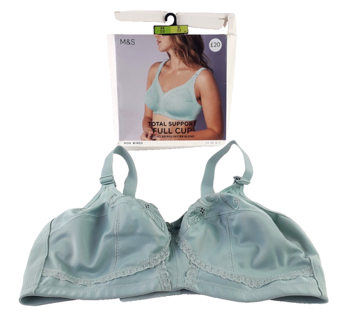 M&S Total Support Full Cup Non Wired Non Padded Bra Blue Size 34D NEW ...