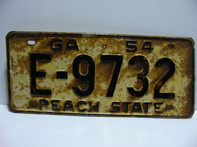 1954 Georgia 'Peach State' License Plate E - 9732 Vintage as3231 | eBay