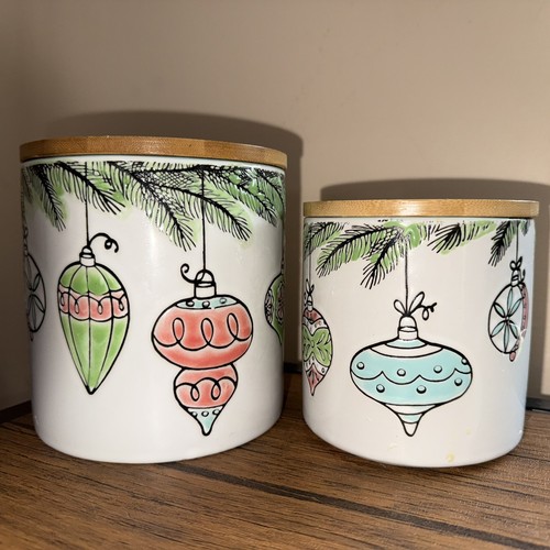 Spectrum Designz Ornaments 5"+4" Canister Set Christmas Holiday ...
