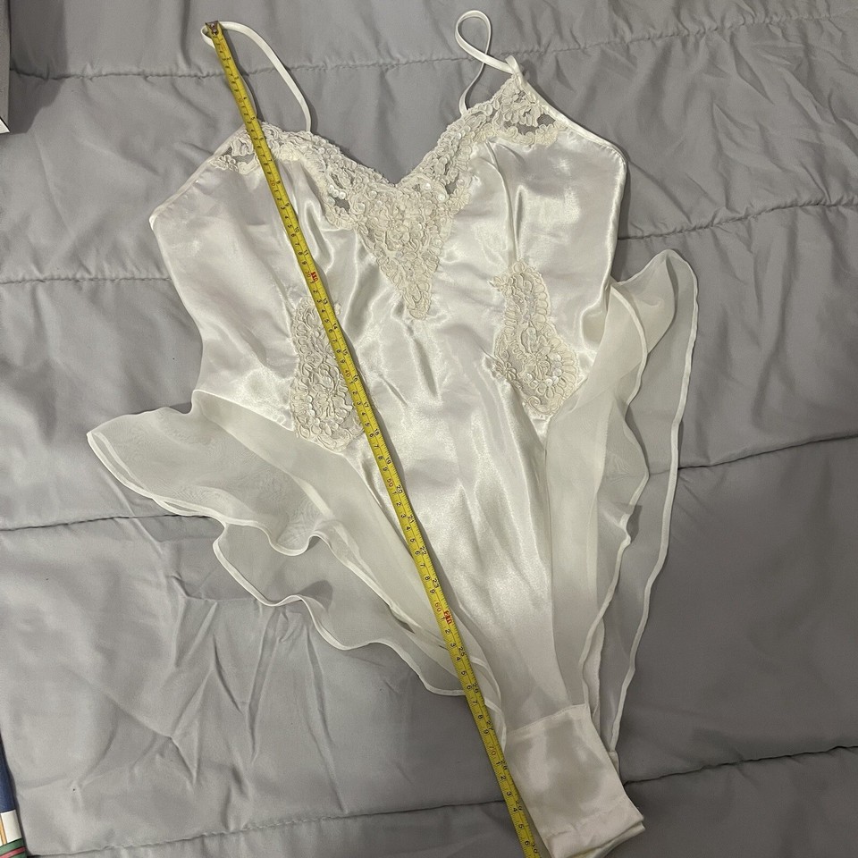 Vintage Victoria Secret Satin Beaded Teddy Hi Cut Leg Size Medium Robe ...