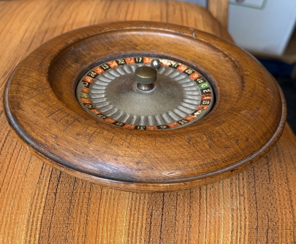 Vintage Casino Wood Mini Roulette Wheel | eBay