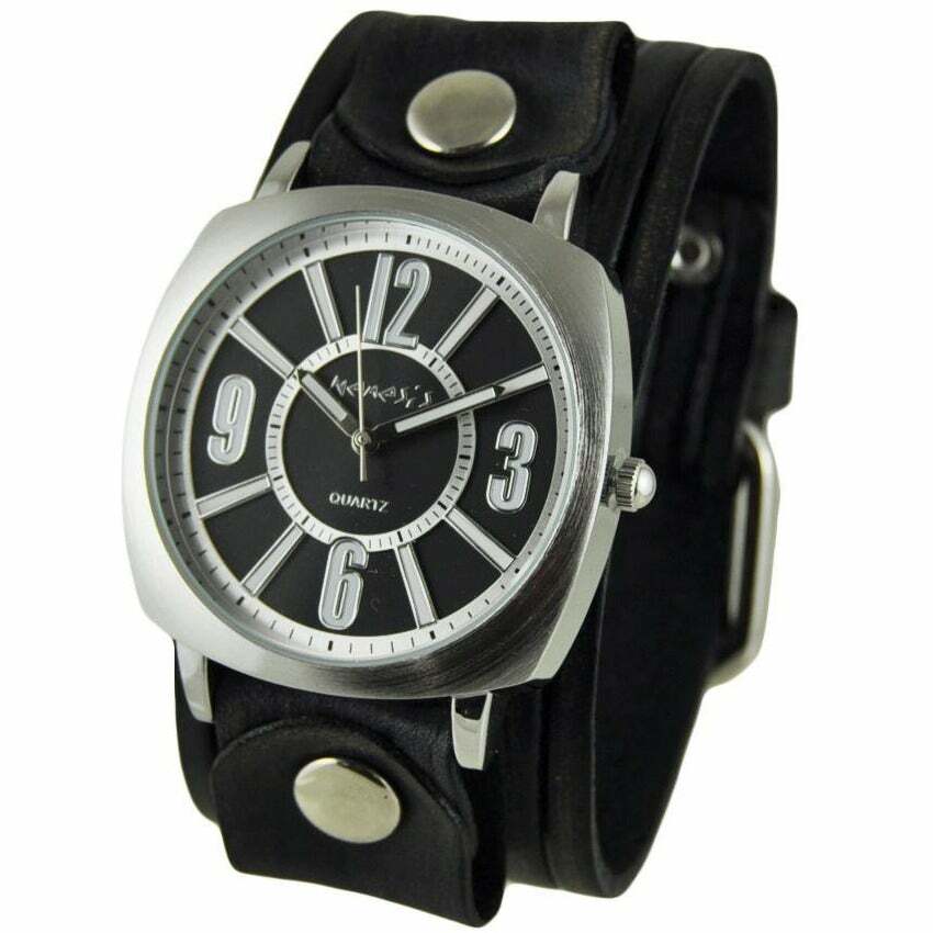 Nemesis VEB110K Black Comely Watch Vintage Embossed Stripes Leather ...