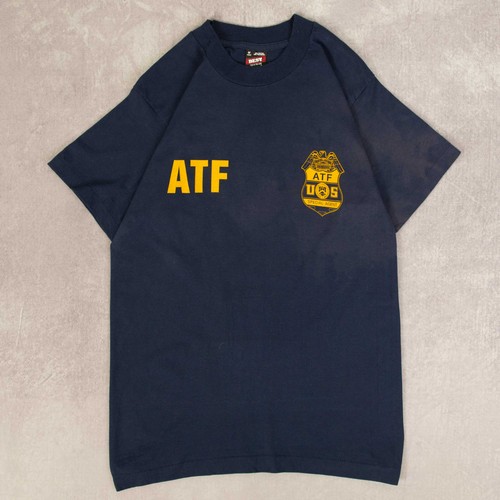 Fruit Of The Loom Vintage 90s Atf Agent Graphic T-Shirt M Mens Blue ...