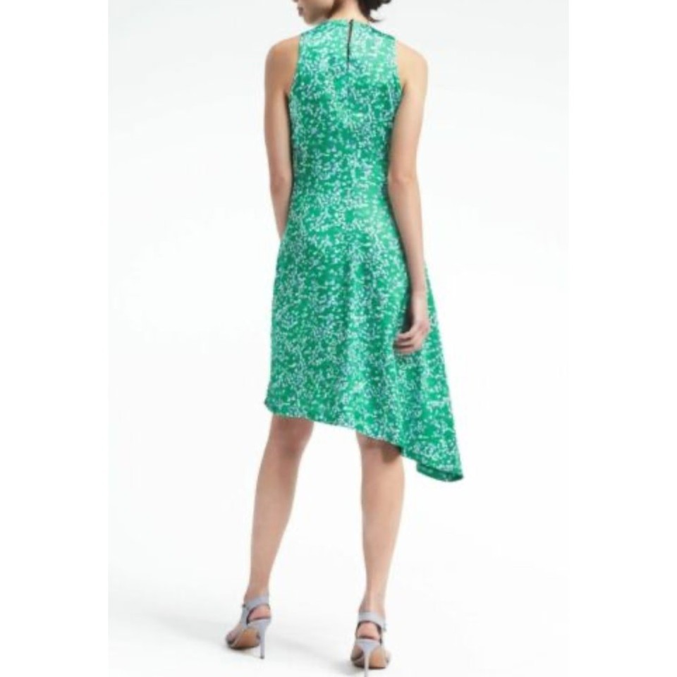 Banana Republic Floral Asymmetrical Sleeveless Dress Womens 10 Green ...