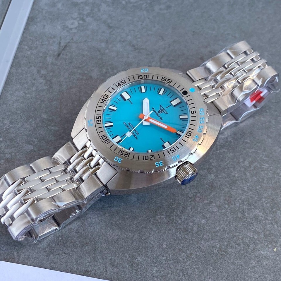20ATM Steel Bezel Diver Sapphire Light Blue V2 Buckle Bracelet NH35 ...