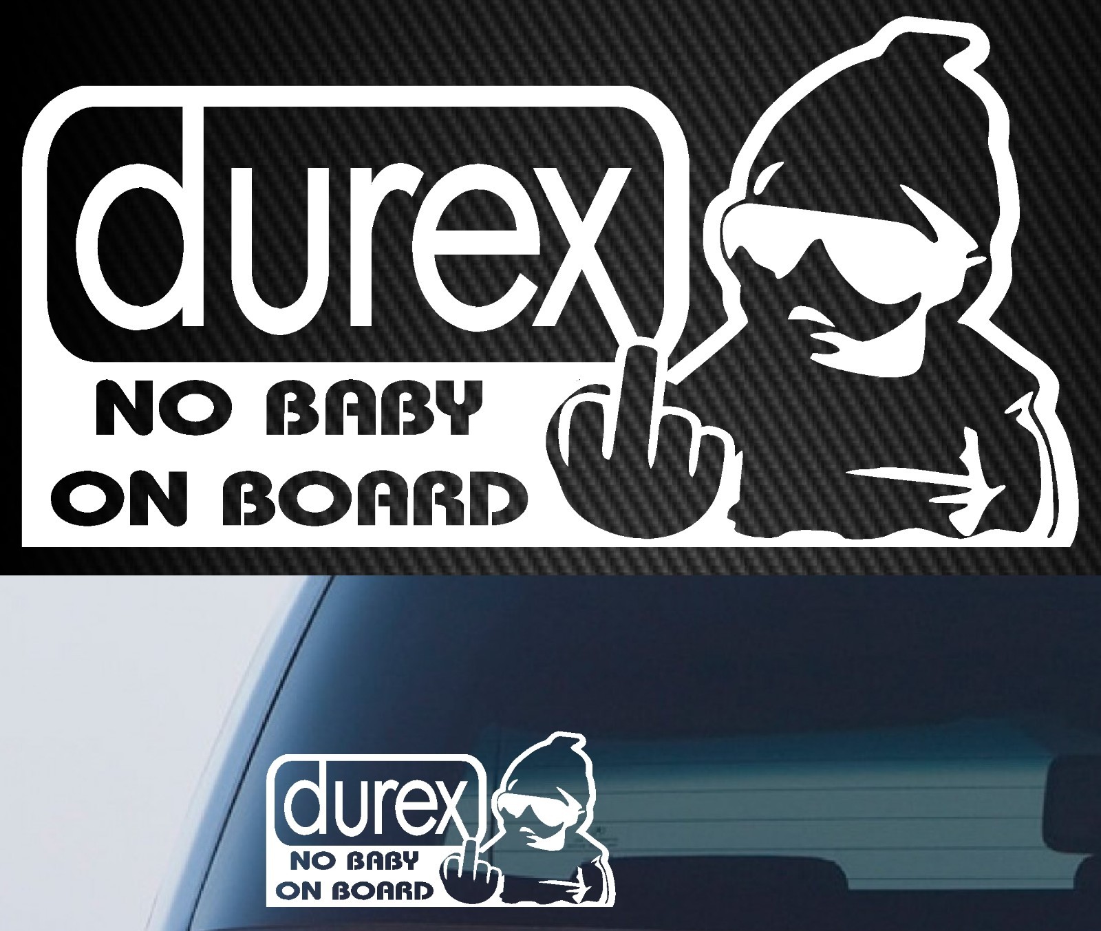 NO BABY ON BOARD Sticker FUNNY DUREX Car 4x4 UTE jdm DECAL 200mm | eBay ...