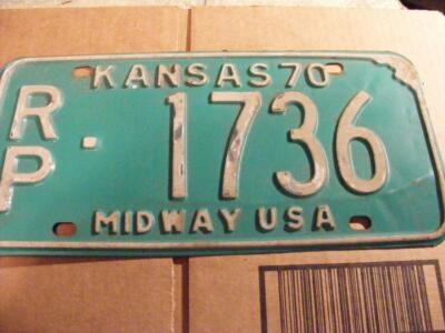 1970 KANSAS STATE LICENSE PLATE AUTO CAR VEHICLE TAG RP 1736 REPUBLIC ...