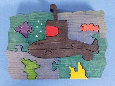 Vintage Handcrafted 3D Wood Submarine Puzzle 10" X 8" | eBay