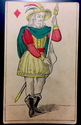 c1850 Knave of Diamonds Antique Playing Cards Non-Transparent Court ...