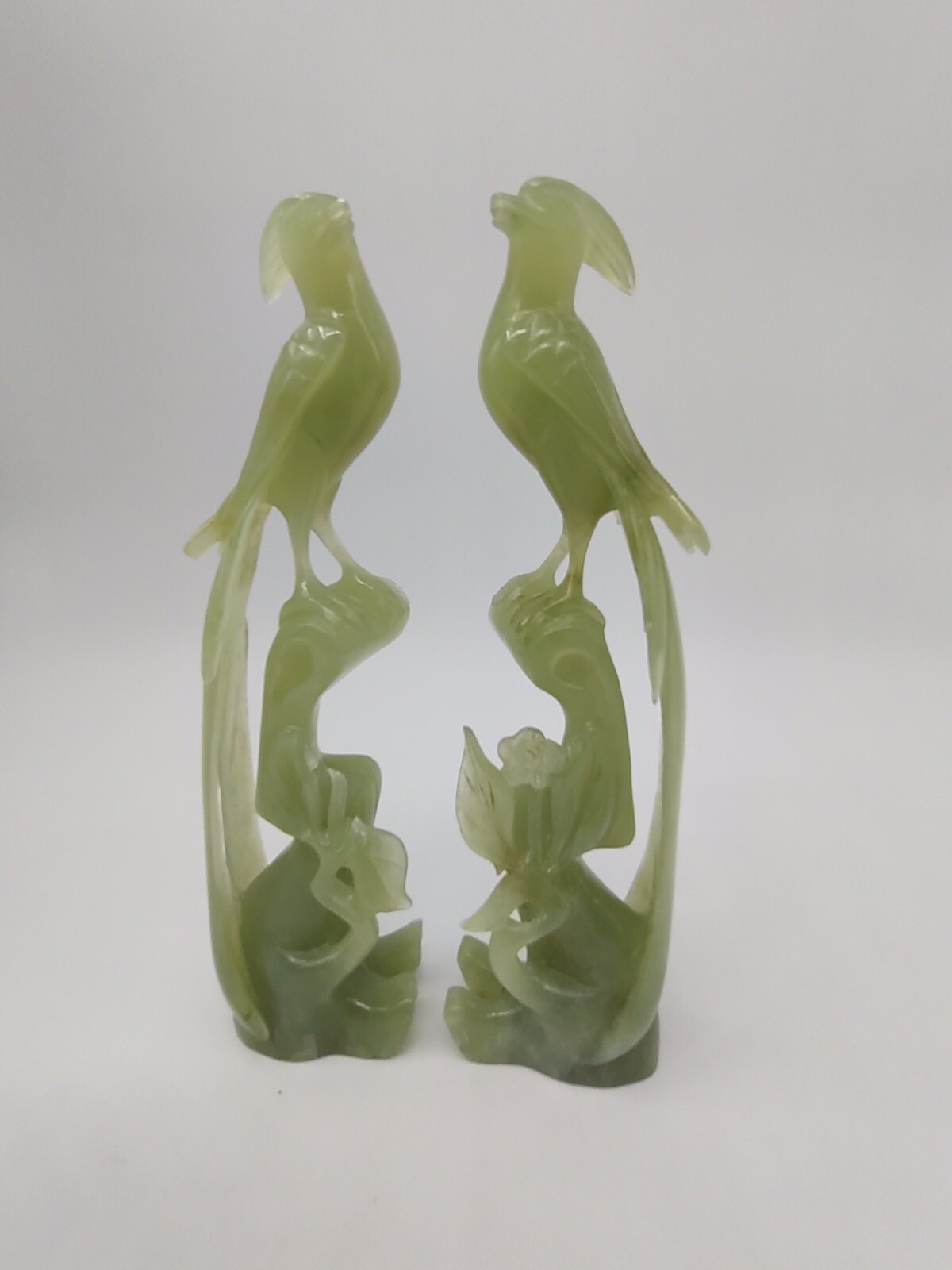 2 Chinese Carved Jade Birds 8”H, 2”D, 1”W | eBay